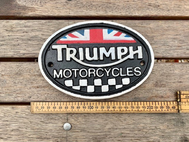 Triumph Motorcycles - oval 20cm cast iron sign Plaque – IHR VINTAGE ...