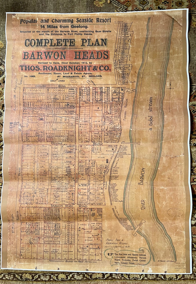 Barwon Heads Subdivision Map 1912 – IHR VINTAGE ANTIQUES